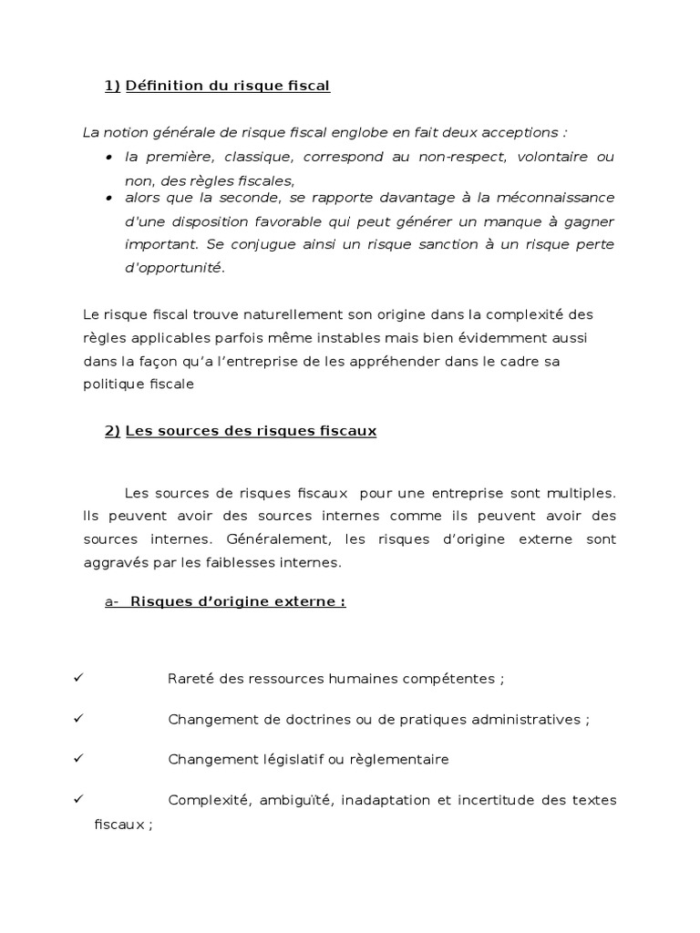 Risque Fiscal | Risque | Gestion des risques