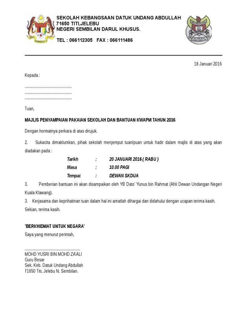 Surat Jemputan Rasmi | PDF