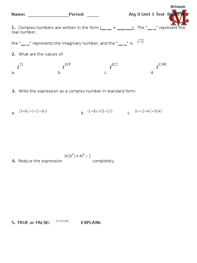 Unit 1 Test Review | PDF