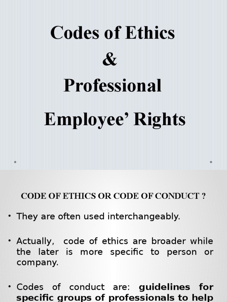 Codes of Ethics and Employee Rights | Institute Of Electrical And ...