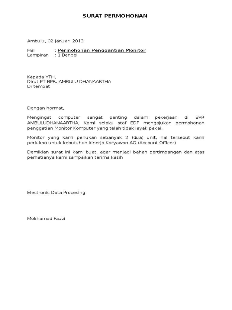 Surat Permohonan | PDF