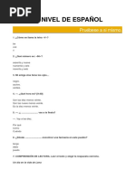 Test de Nivel Español A1/A2 | PDF