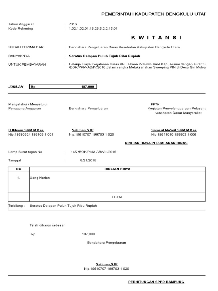 Kwitansi Perjadin | PDF