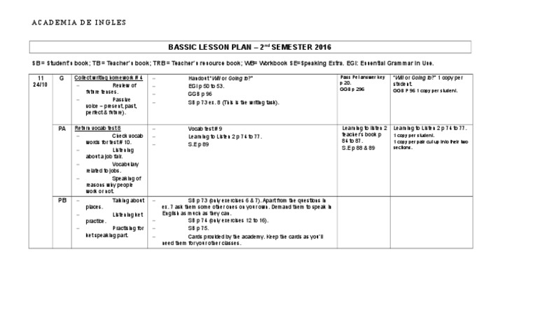 Basic Lesson Plan Week 11 | PDF