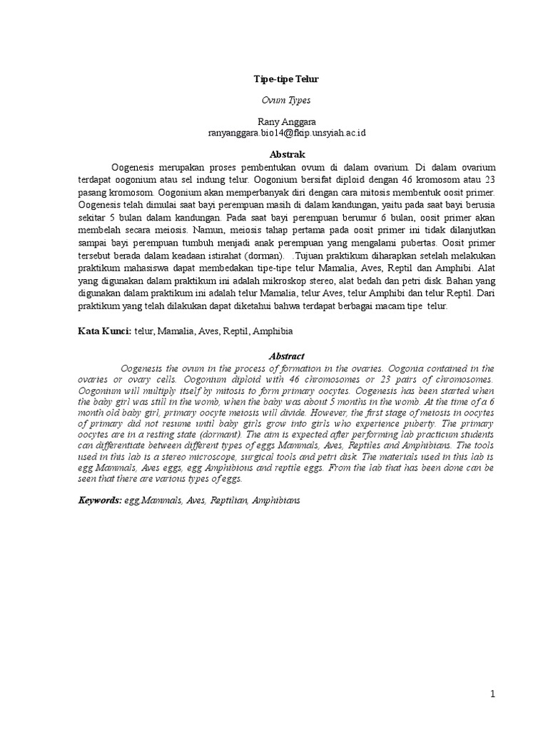 Tipe Tipe Telur | PDF