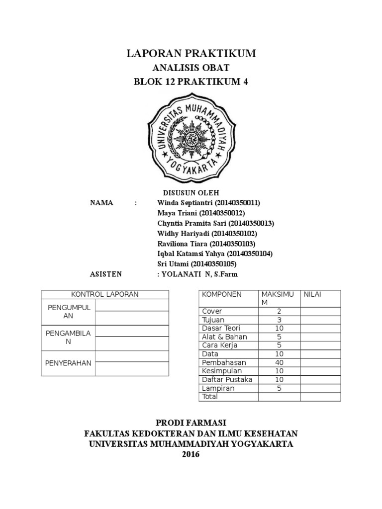 Cover Laporan Praktikum | PDF | Kesehatan Holistik | Sains & Matematika