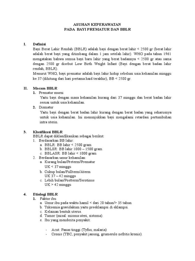 Askep BBLR Dan Prematur | PDF