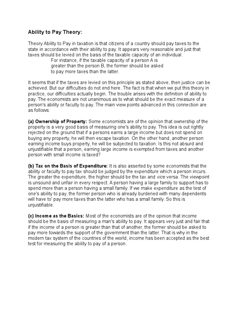 Ability To Pay Theory