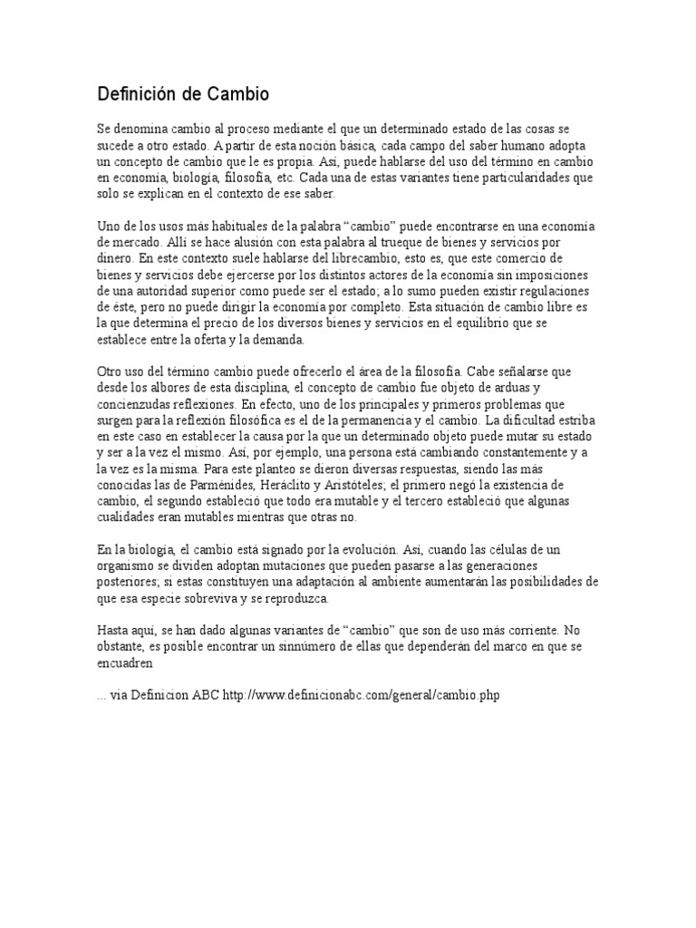1 Definicion de Cambio | PDF | Filosofía