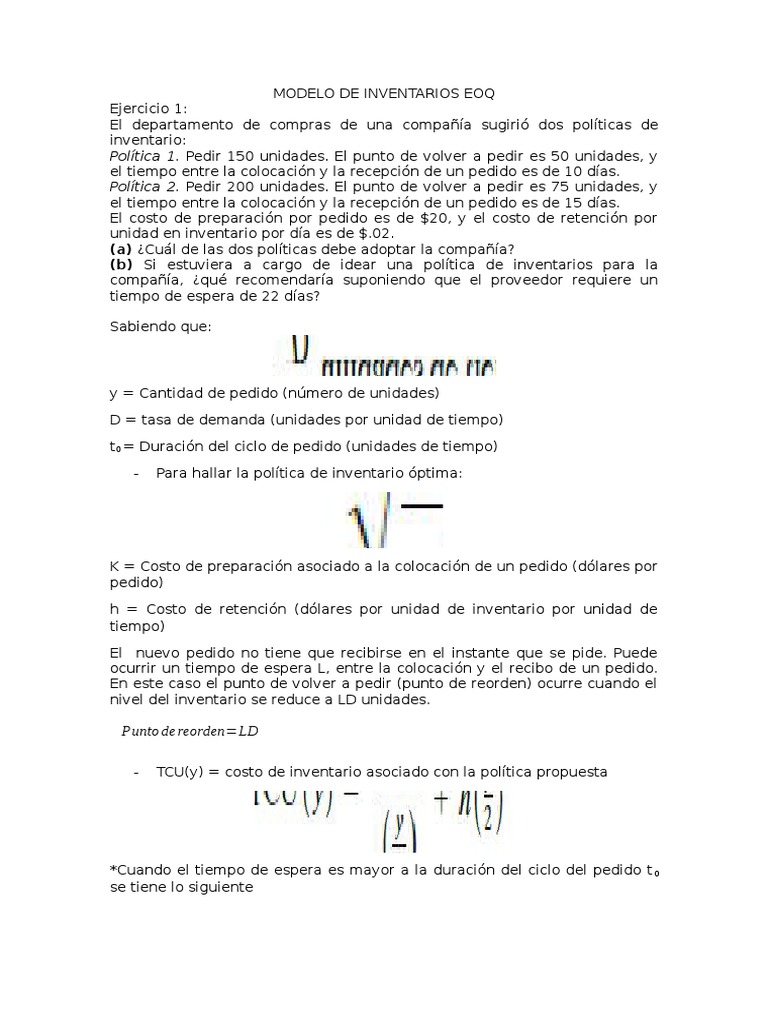 Ejercicio EOQ | PDF | Inventario | Economias