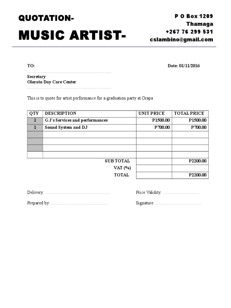 An Entertaining Offer: G.I's Musical Performance Quote for a Graduation ...