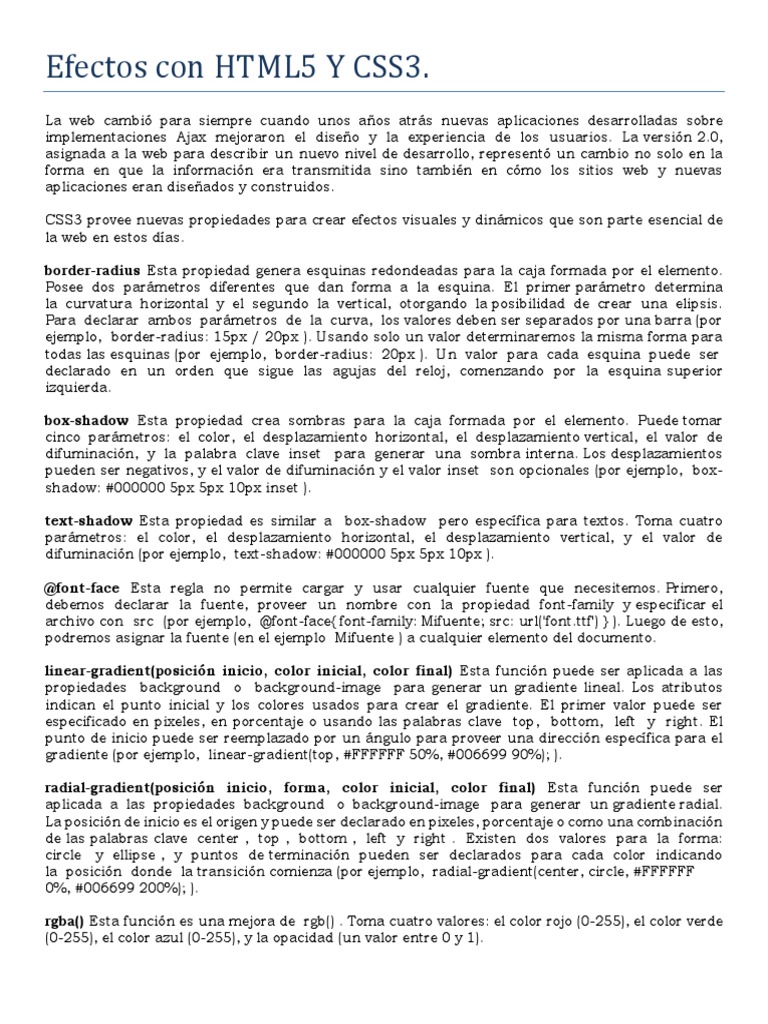 Efectos Con HTML5 Y CSS3 PDF | PDF