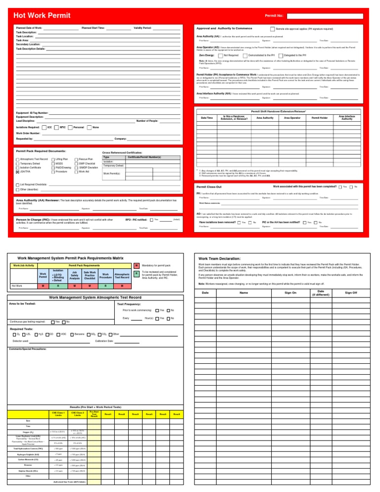 Hot Work Permit | PDF | Carbon Monoxide | Industrial Gases
