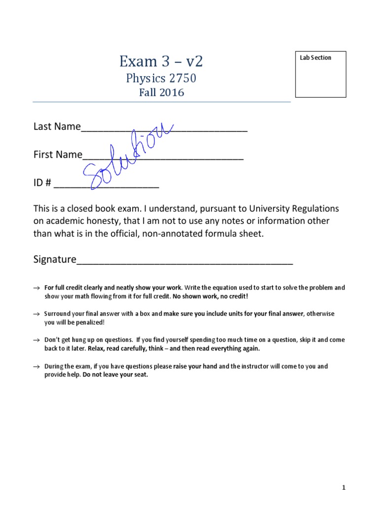 Exam03 FS2016v2 Solution | PDF | Collision | Force