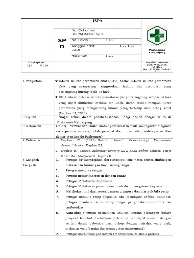Sop Ispa Puskesmas | PDF
