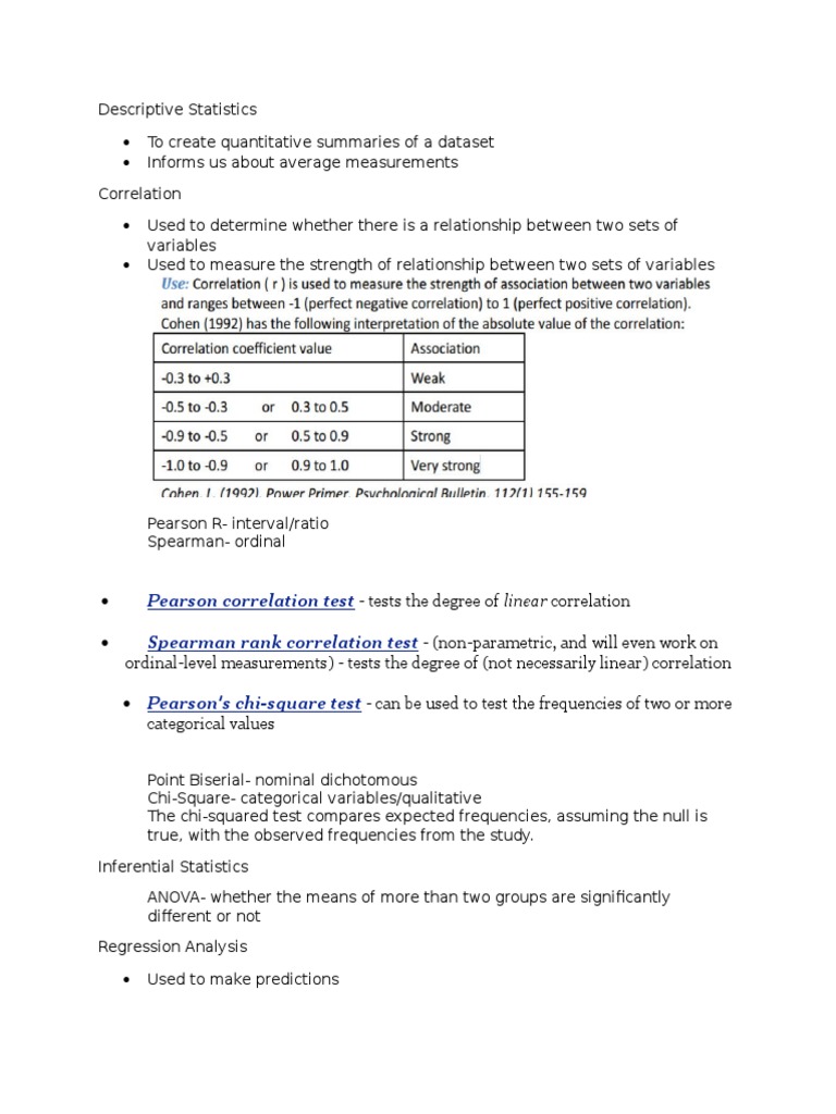 Pearson Correlation Test Spearman Rank Correlation Test | PDF