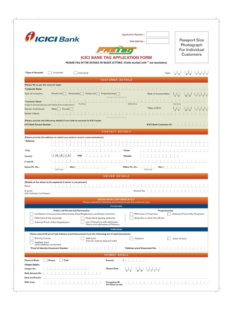 FASTag Application Form | PDF