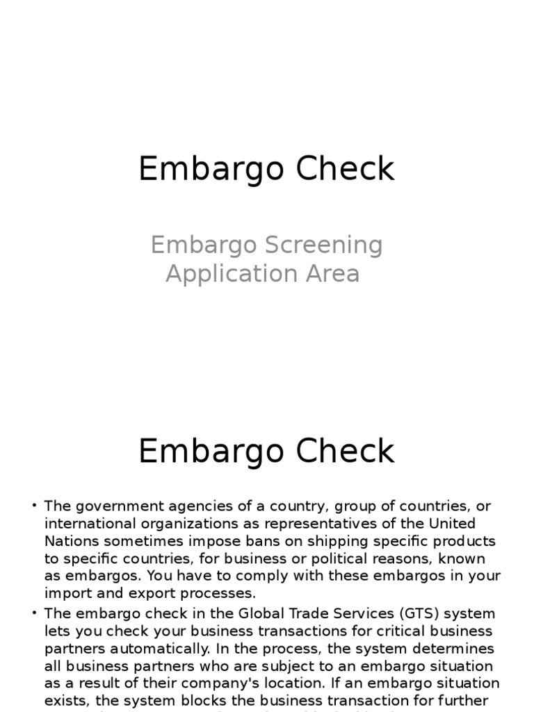 Embargo Check | PDF | Embargo | Exports