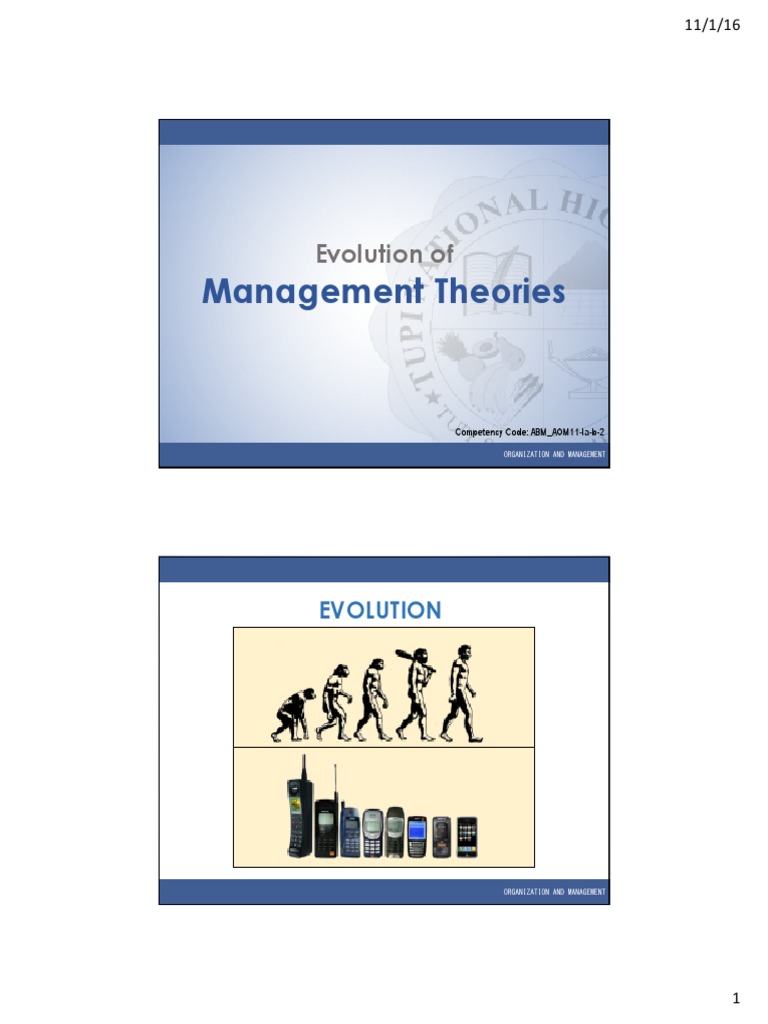 Evolution of Management Theories | PDF | Action (Philosophy) | Psychology