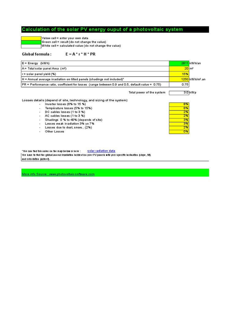 PV Power Calculation Basic | PDF | Photovoltaic System | Photovoltaics