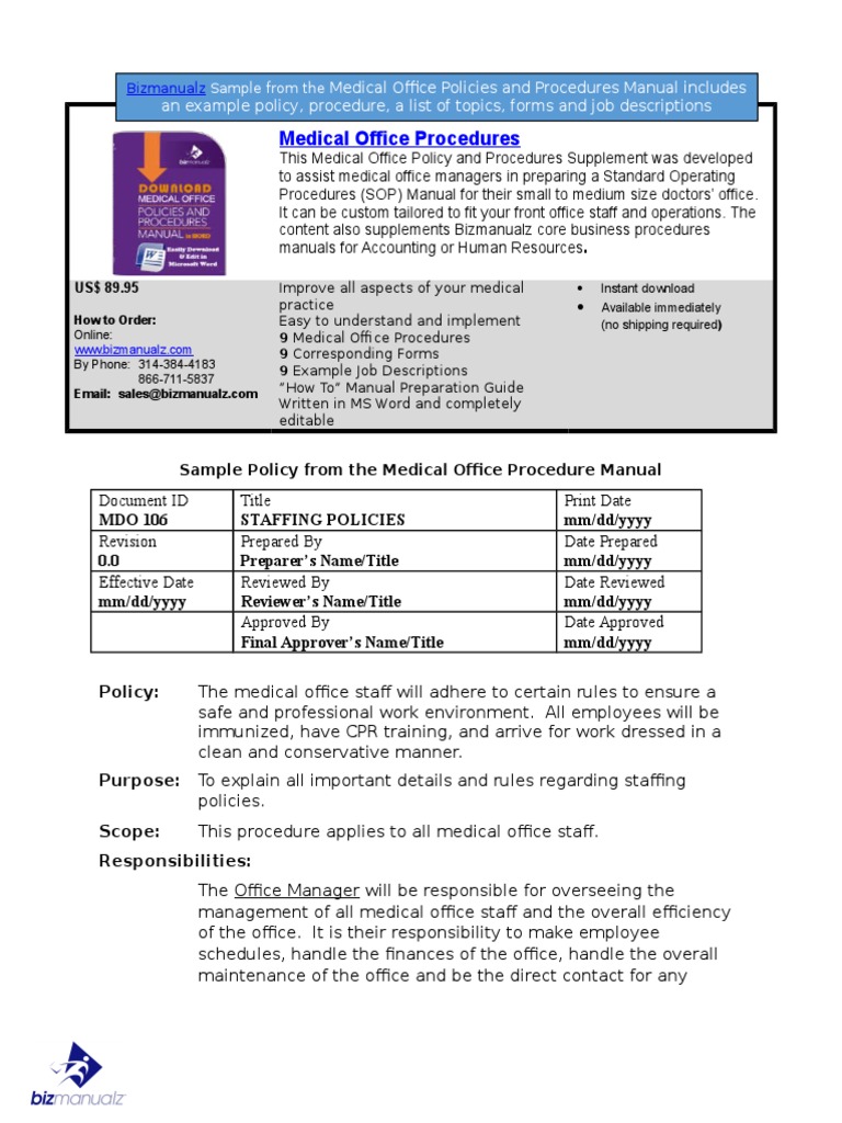Job Description Template Medical Office
