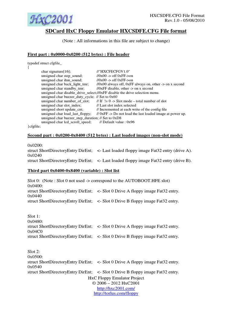 SDCard HXC Floppy Emulator HXCSDFE CFG File | PDF | Computers