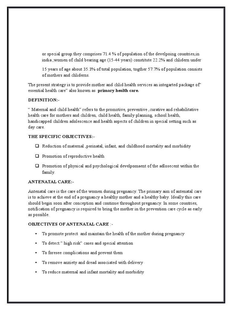 Maternal and Child Health Programmes Assignment | PDF | Infants ...