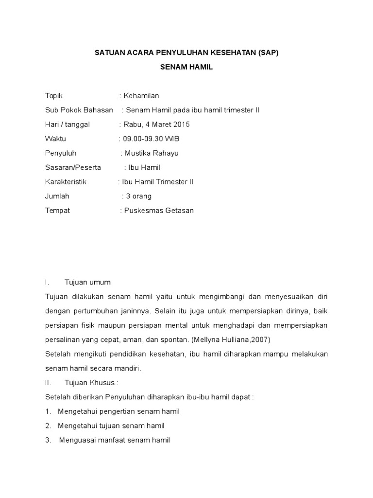 Sap Senam Hamil Pdf Pengembangan Diri 