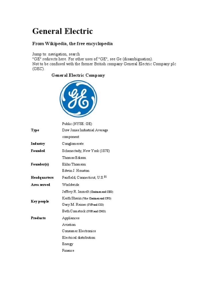 General Electric | PDF | General Electric | Manufacturing And Engineering