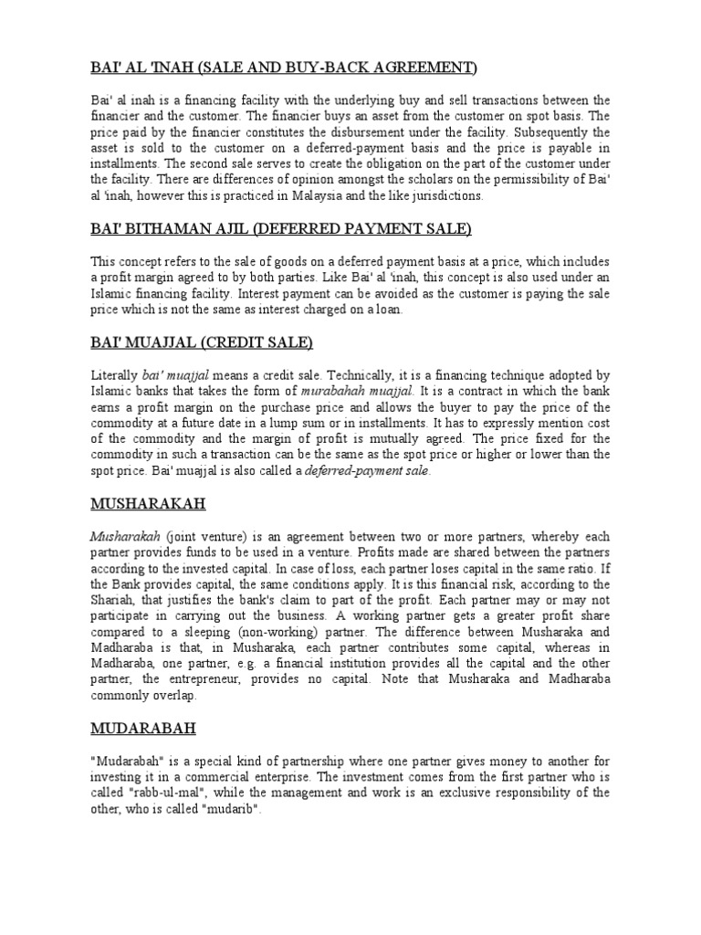 Islamic Financial Transaction Terminology | PDF | Islamic Banking And ...