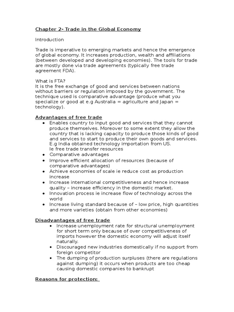 Chapter 2-Trade in The Global Economy | PDF | Free Trade | Tariff