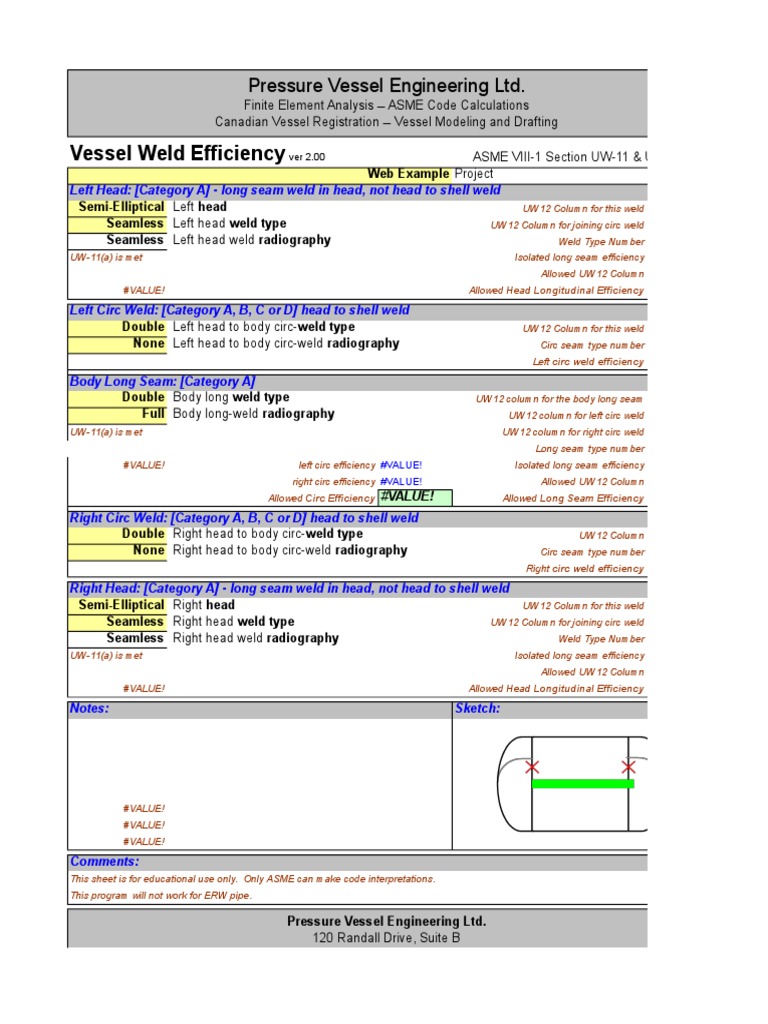Pressure Vessel Weld Efficiency Analysis | PDF