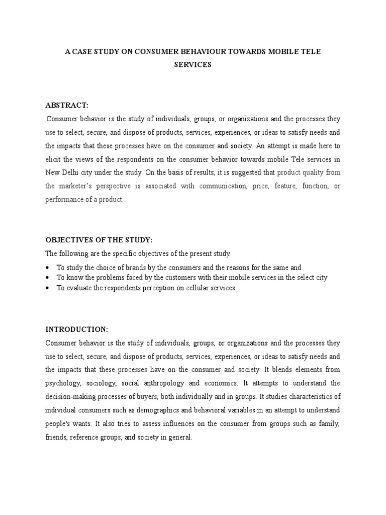 Case Study On Consumer Behavior | PDF | Consumer Behaviour | Behavior
