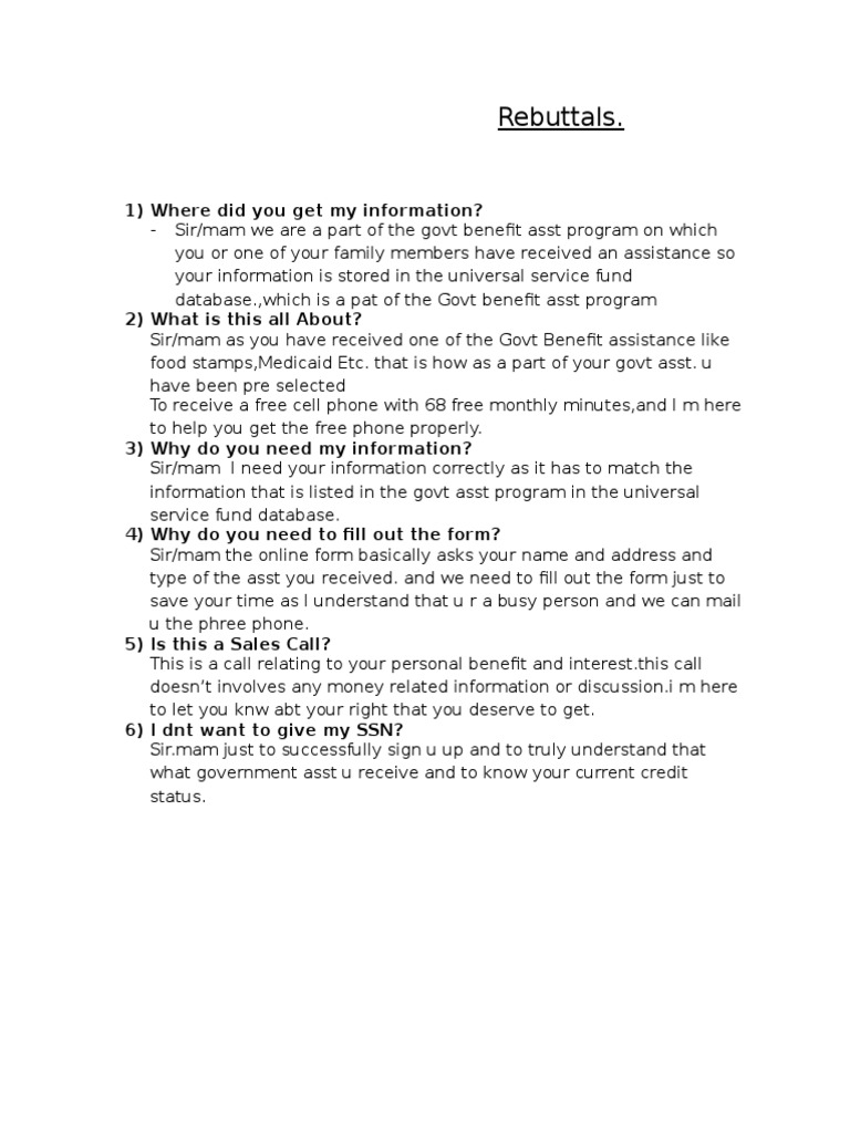 Rebuttals.: 1) Where Did You Get My Information? | PDF