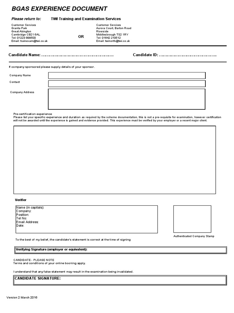 BGAS Experience Verification Form | PDF | Career & Growth | Business