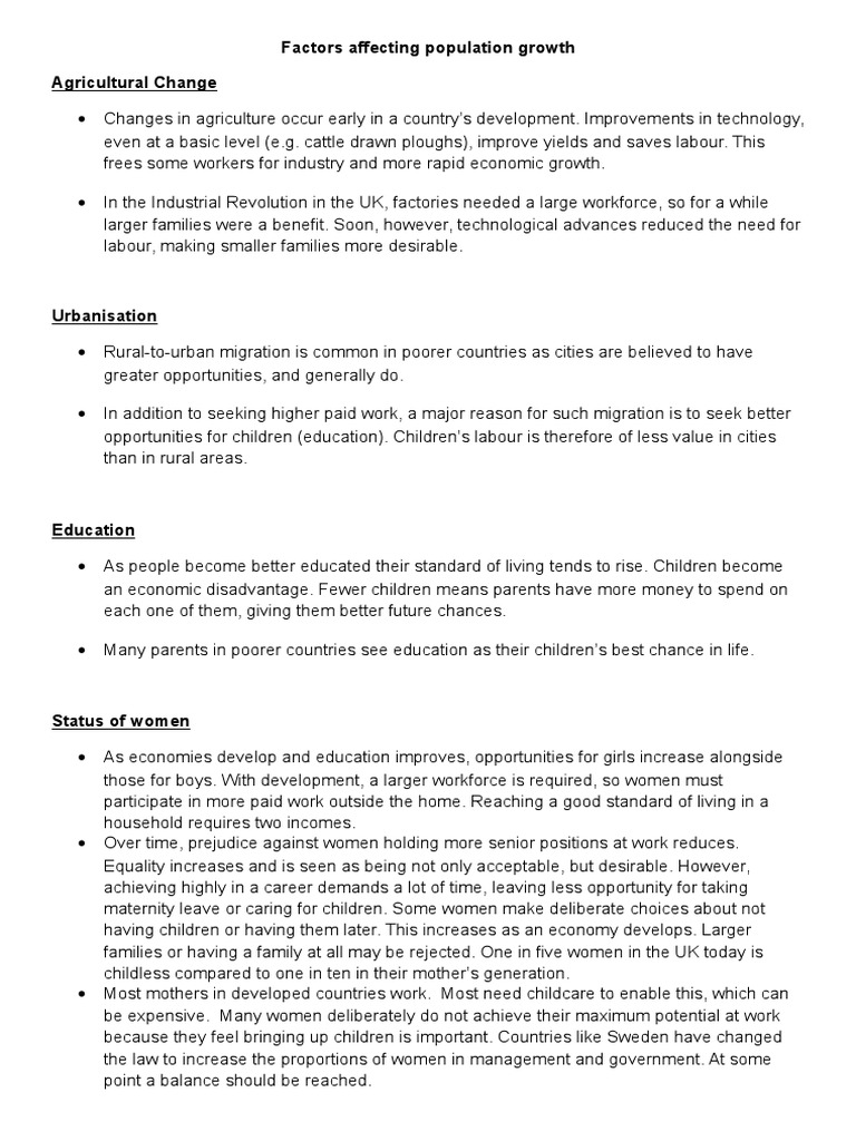 Factors Affecting Population Growth | PDF