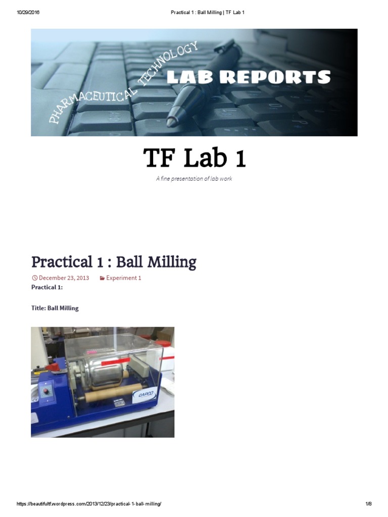 Practical 1 Ball Miling | PDF | Mill (Grinding) | Industrial Processes