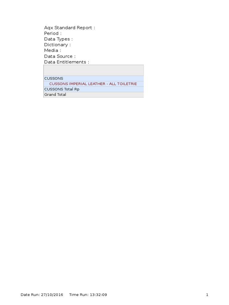 Aqx Standard Report: Period: Data Types: Dictionary: Media: Data Source ...