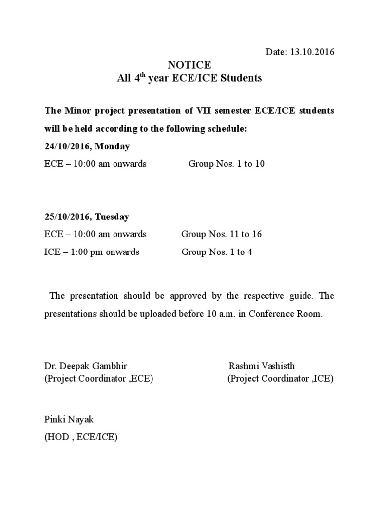 Notice For Minor Project 2016 | PDF | Foreign Language Studies
