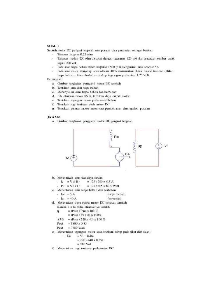 Latiahan Soal Motor DC | PDF
