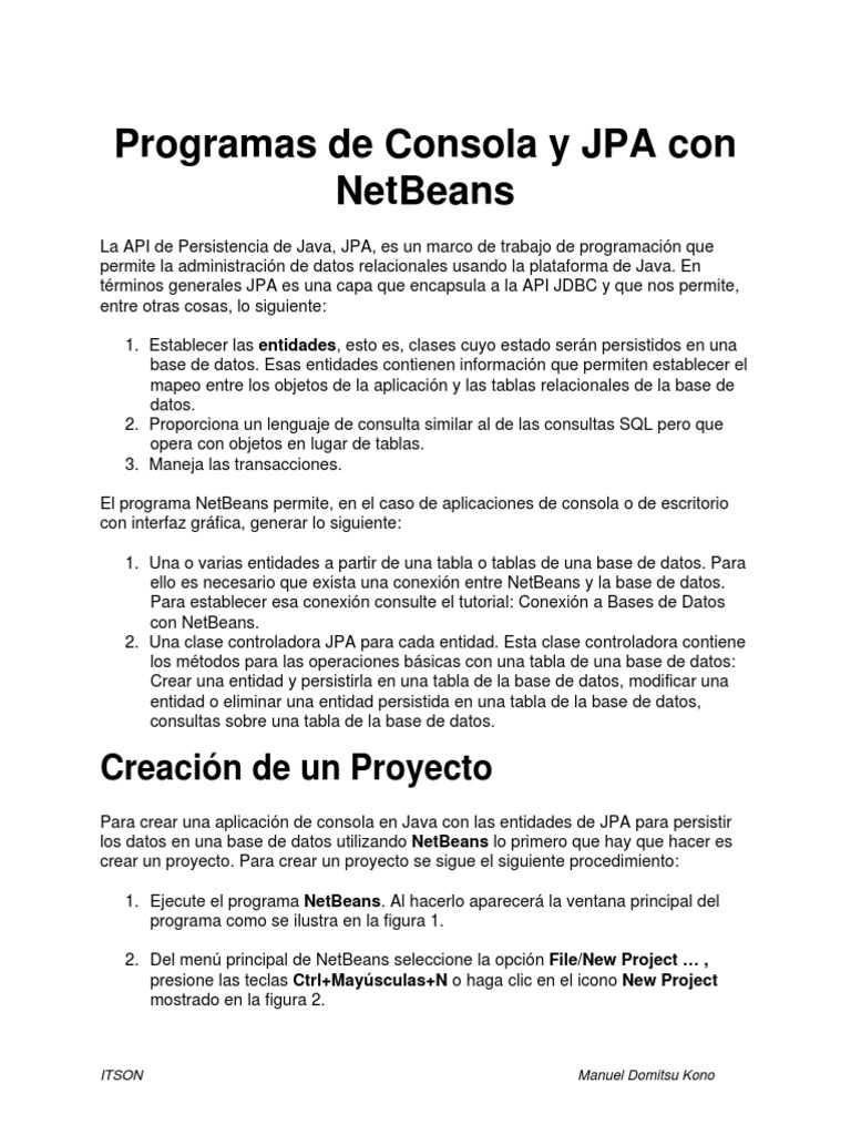 Programas de Consola y JPA Con NetBeans PDF | Descargar gratis PDF | Tabla (base de datos ...