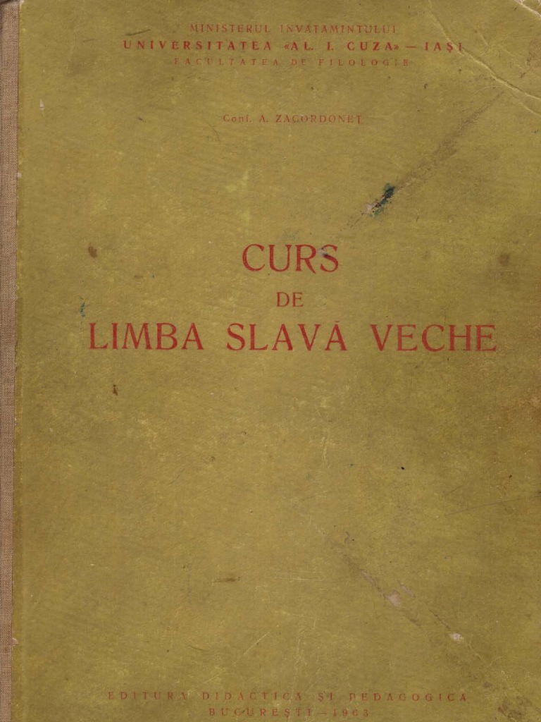 Conf. A. Zacordonet - Curs de Limba Slava Veche PDF | PDF