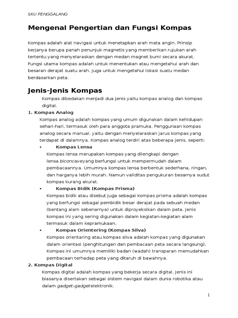 Mengenal Pengertian Dan Fungsi Kompas | PDF