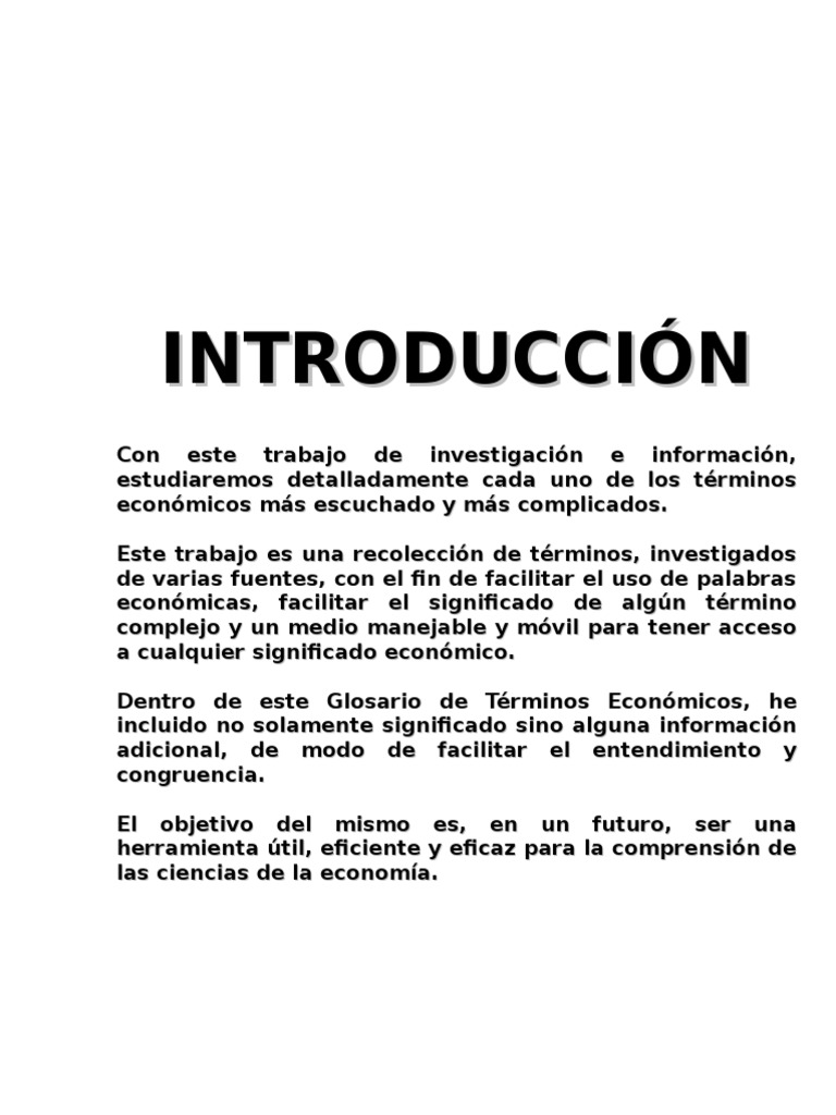 Glosario Terminos Economicos | PDF | Balance de pagos | Compartir ...