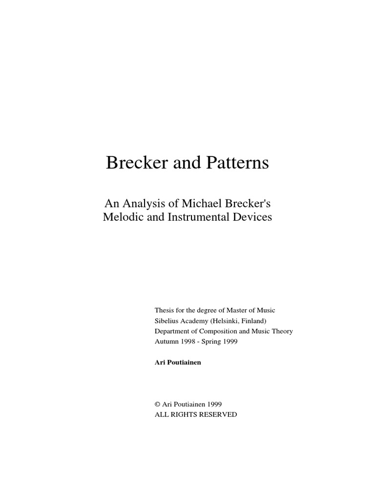 Brecker and Patterns: An Analysis of Michael Brecker's Melodic and ...