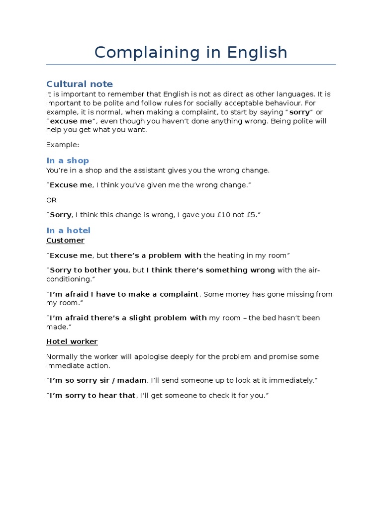 How to Complain Politely in English | PDF