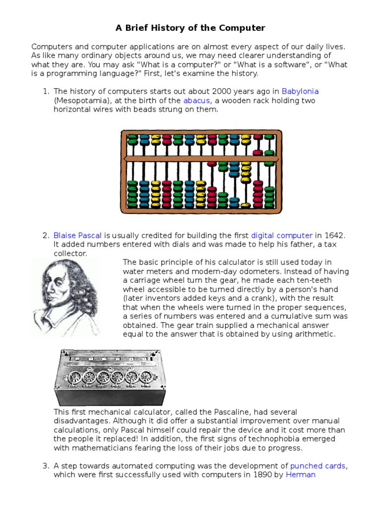 A Brief History of Computers | PDF | Home & Garden | Technology ...