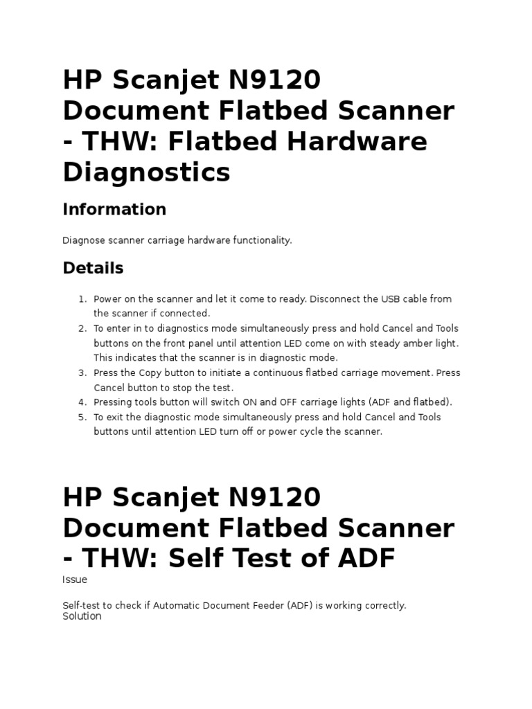 HP Scanjet N9120 Diagnostic Flatbed Scanner | PDF | Image Scanner | Usb