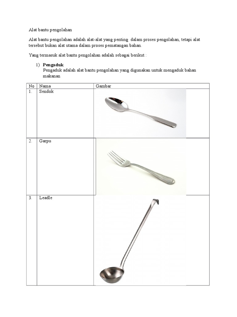 Alat Bantu Pengolahan Tata Boga | PDF