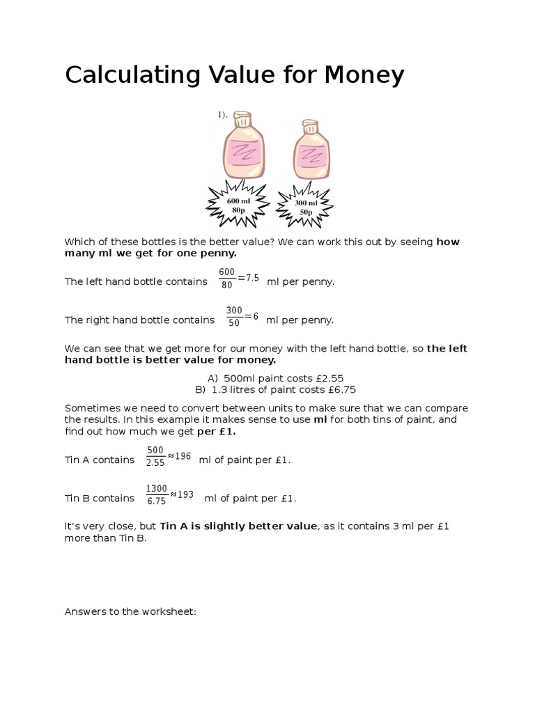 Calculating Value For Money | PDF